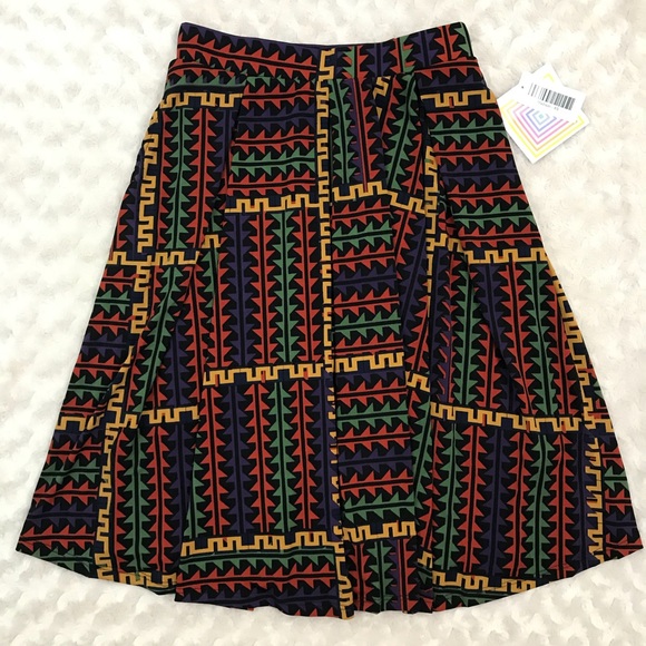 LuLaRoe | Skirts | Lularoe Xs Madison Skirt Purple Green Black Print ...